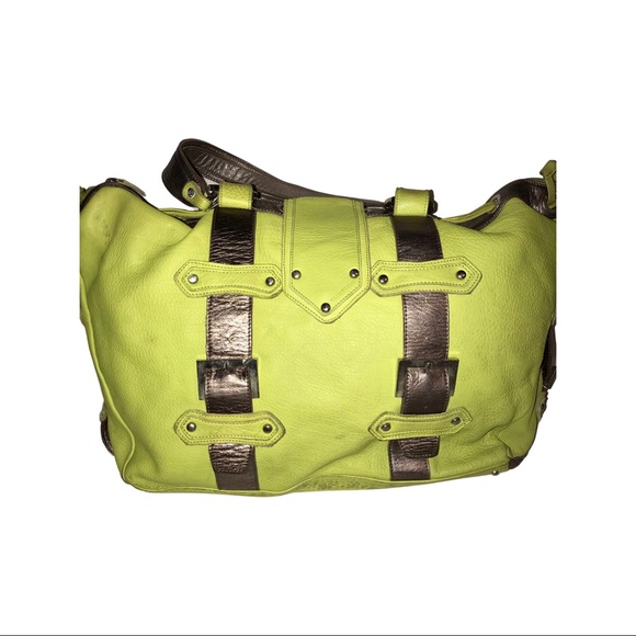 Gustto | Bags | Gustto Lime Green Bronze Large Leather Tote | Poshmark